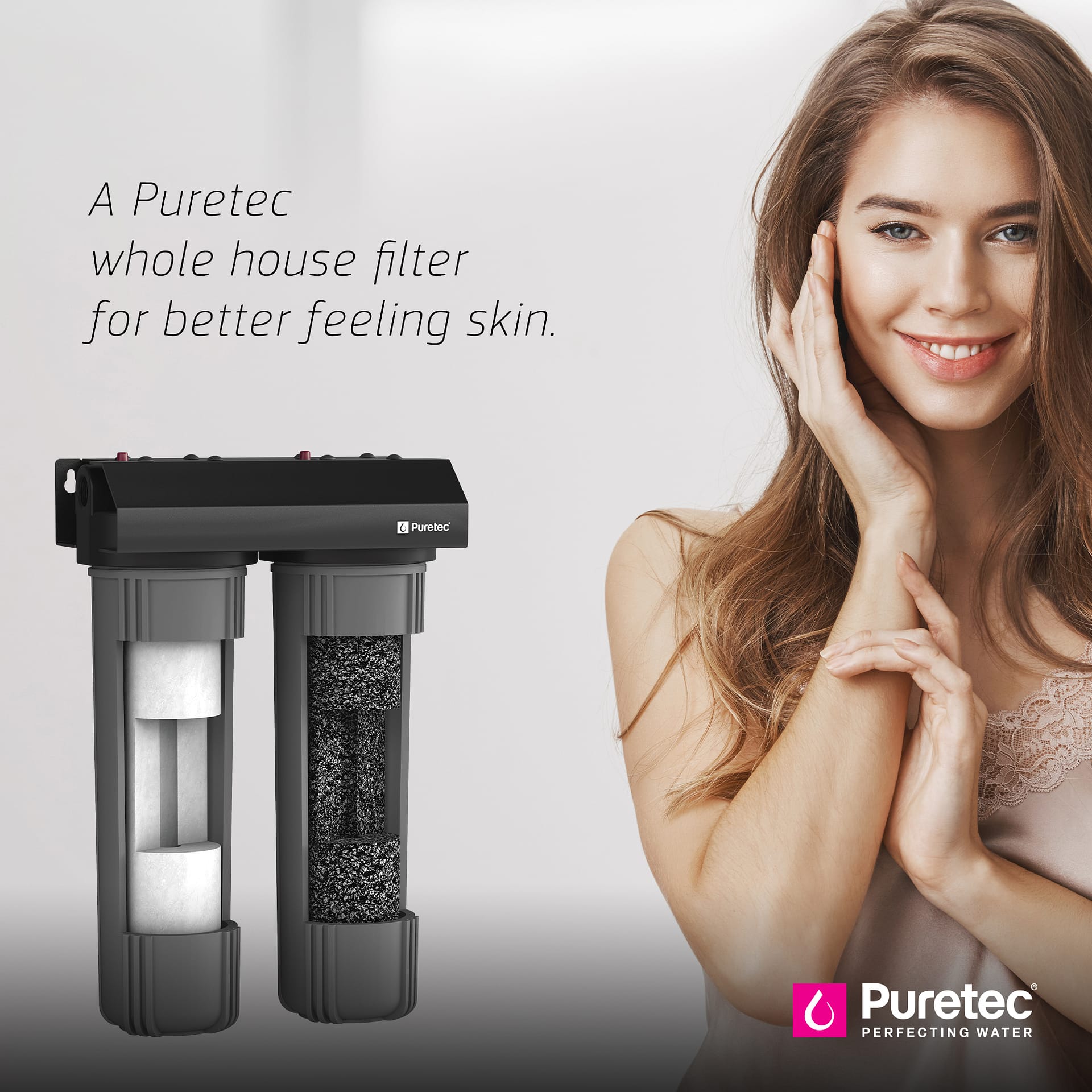 Puretec WH2-55 Whole House Dual 20" Water Filter System + Optional Install